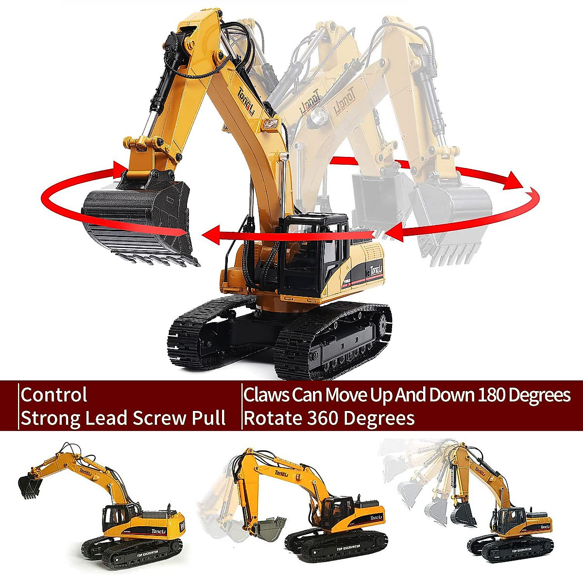 Huina RC Excavator for adults1580 Hobby Remote Control V4 Full Metal RC Excavator Adult huina 580 Construction Vehicle Professional Remote Control Tractor (Default)