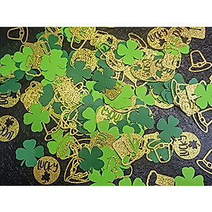 St Patricks Day Confetti Glitter,Good Luck Coin Confetti,Leaf Glitter Confetti,St Patricks Day Confetti Decorations with St Patricks Hat and St Patricks Beer,Lucky One Birthday Decorations,St Patricks Day Decorations
