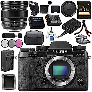 Fujifilm X-T2 Mirrorless Digital Camera (Body Only) 16519247 + Fujifilm XF 16mm f/1.4 R WR Lens 16463670 Bundle