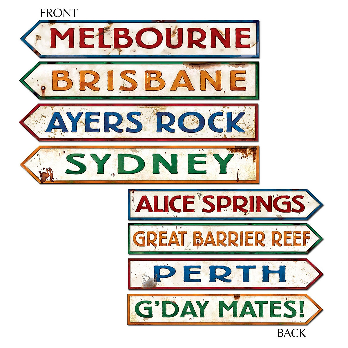 Australia Wall Decorations 4 Outback Street Signs 4 Australian Road Signs - Accents for a Unique Aussie Vibe Featuring Boomerang Kangeroo Koalas Sydney Melbourne