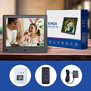8 Inch Digital Photo Frame,Digital Picture Frame with 1024 x 768 HD IPS Display, USB and SD Card Slots and Remote Control(08" XM)