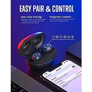 Cystereo Wireless Earbuds, Fusion Bluetooth 5.0 Earbuds, in-Ear Headphones with Mic, AptX, Deep Bass, IPX 7 Waterproof, Touch Control, CVC 8.0 Noise Reduction, USB-C Charging Case