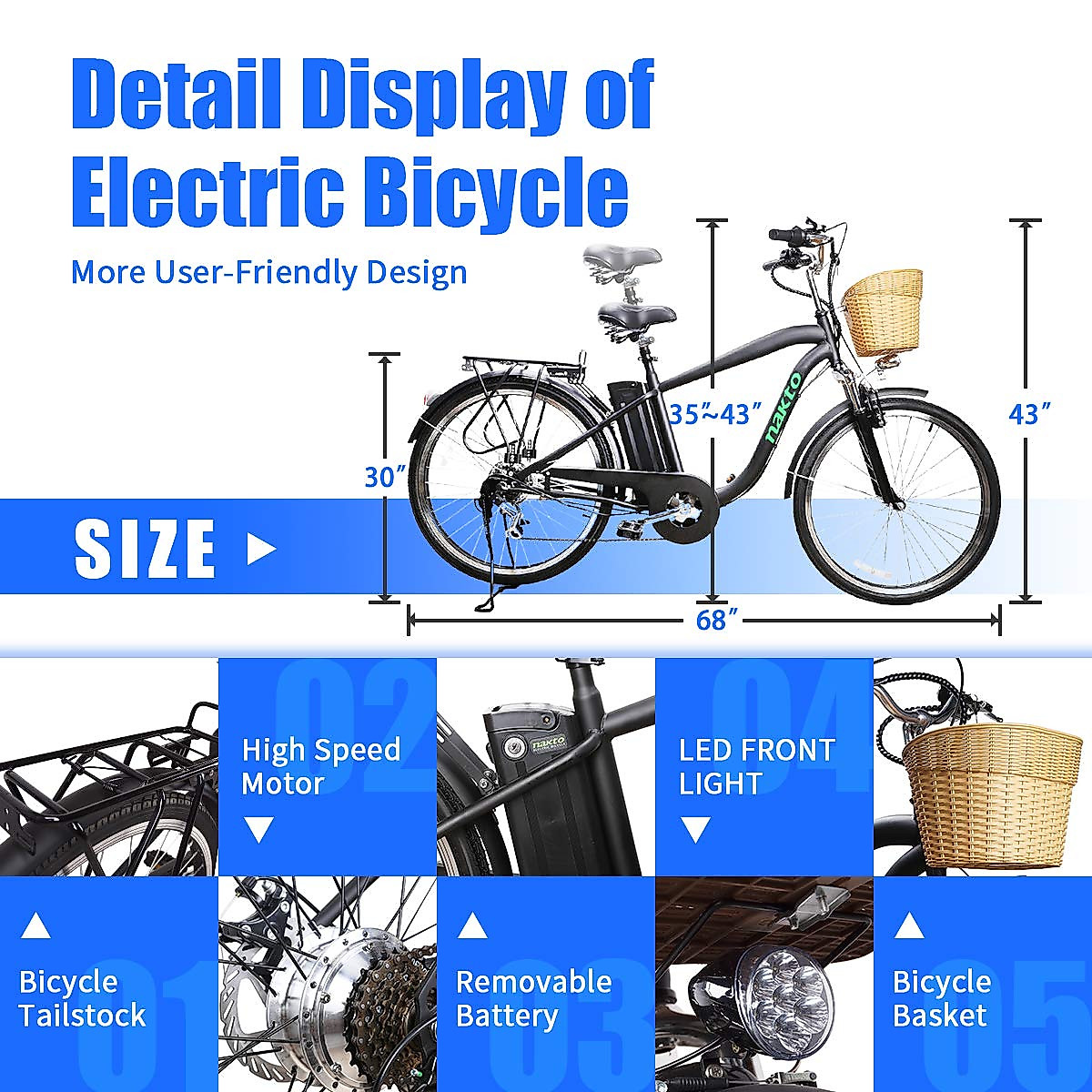 NAKTO/SPARK 26" Electric Bike Commute Electric Bicycle 350W Brushless Gear Motor Ebike with Removable Waterproof Large Capacity 36V10A Lithium Battery and Sporting 6 Speed Gear E-Bike(Black)