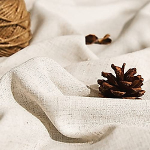 jinchan Beige Kitchen Curtains Linen Tier Curtains 45 Inches Farmhouse Cafe Curtains Light Filtering Flax Country Rustic Bathroom RV 2 Panels Crude