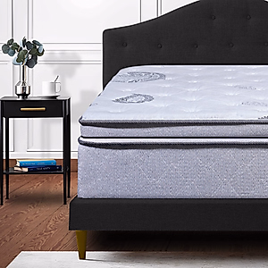Greaton 13" Plush Foam Encased Mattress with Pillow Top, Soft and Comfortable Bed Mattresses for Complete Body Support and Maintain Correct Posture, Fully Assembled Bedding, Grey, Full XL