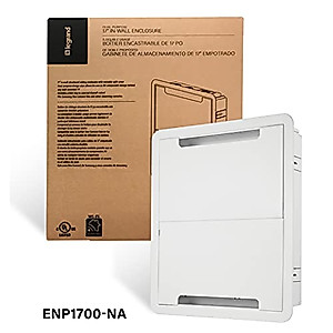 Legrand - OnQ 17 Inch Structured Media Enclosure, Electrical Box, Cable Management Box Dual Purpose In Wall Enclosure for TV Device Storage and Media Distribution, Recessed Media Box, White, ENP1700NA