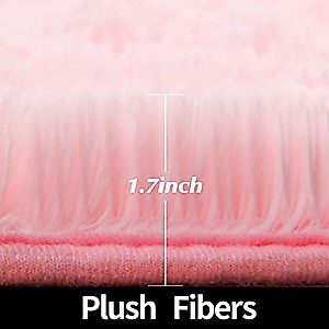 Gifeas Pink Round Rug for Girls Bedroom, Fluffy Circle 4'X4' , Kids, Shaggy Circular Rug for Baby Nursery Dorm, Upgrade Fuzzy Plush Rug for Living room, Cute Room Decor for Teens