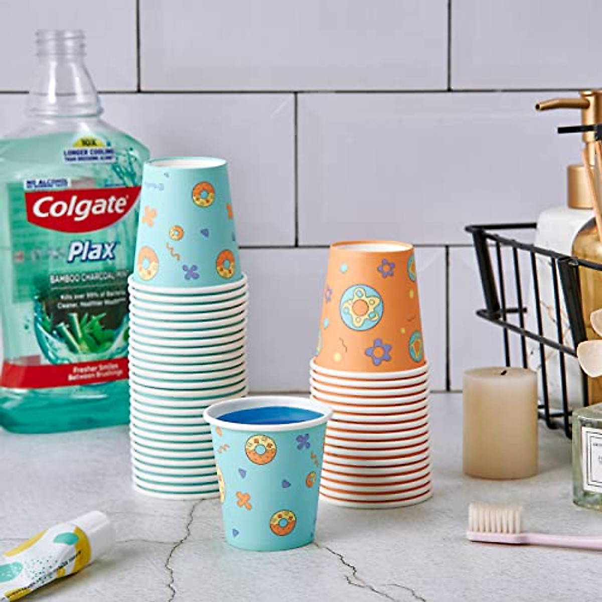 TV TOPVALUE 600 Pack 3 oz Paper Cups, Disposable Bathroom Cups, Small Mouthwash Cups, Snack Cups, Drinking Cups for Hot/Cold Beverages, Mini Paper Cups for Camping, Trips, Picnic