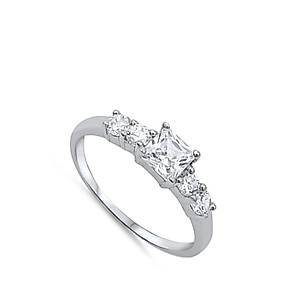 White CZ Simple Elegant Engagement Ring New .925 Sterling Silver Band Size 8