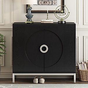 EPOFIT Storage Cabinet with Doors and Adjustable Shelf, Modern Black Buffet Cabinet with Storage for Living Room, Kitchen, 34“L x 16”W x 32”H