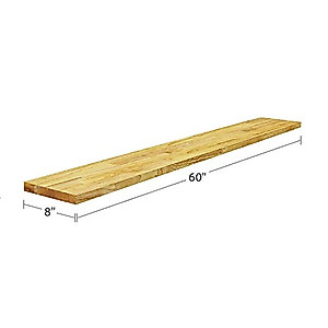 BenchPro Floating Shelf Wall Mounted Solid Butcherblock Shelf 8" Depth x 60" Length x 1" Thick