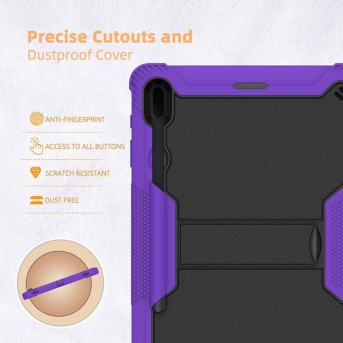 NKase for Samsung Galaxy Tab S8 Plus/S8+ SM-X800/X806 2022/Galaxy Tab S7 FE Case SM-T730/T735 2021/Tab S7 Plus 2020 12.4’’, Shockproof Galaxy Tab S8 Plus Case with S Pen Holder Kickstand, Purple