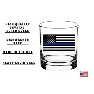 Rogue River Tactical Thin Blue Line Old Fashioned Whiskey Glass Drinking Cup Gift For Police Officer Law Enforcement