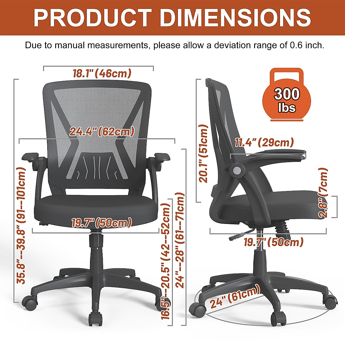TTD TIANTIANDA Comfy Swivel Adjustable Computer Desk Office Chair with Flip Up Arms and Lumbar Support for Study