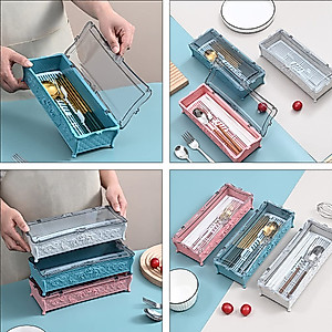 Flatware Storage Case Tableware Cutlery Container Silverware Flatware Chest with Lid European Style Chopsticks Spoons Boxes for Kitchen Storage