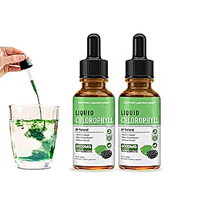 (2 Pack) Liquid Chlorophyll Drops 6000MG Maximum Strength Green Concentrate Packed with Antioxidants Minerals and Vitamins 2 FL OZ Bottle (2 Bottles)