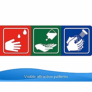 Wash, Rinse, Sanitize Handwash Sink Labels, Heavy Duty 3 Compartment Sink Waterproof Sticker Signs for Wash Station, Commercial Kitchens, Restaurant, Food Trucks, Busing Stations and Dishwashing