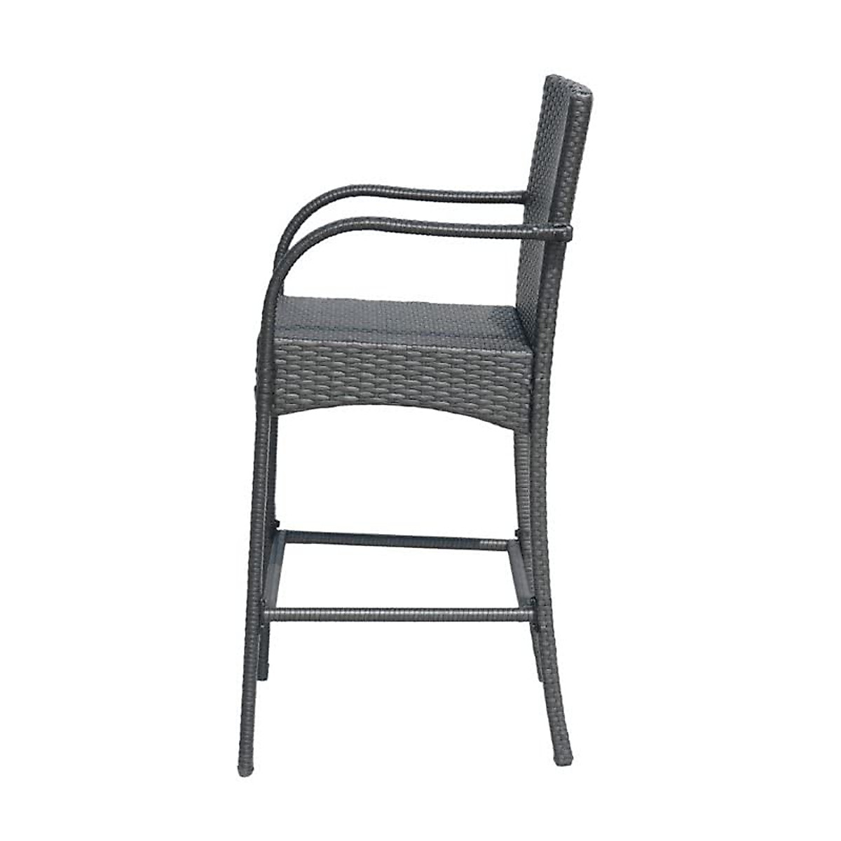 GDF Studio Dora Outdoor Wicker Barstool Chair (Set of 2), Gray