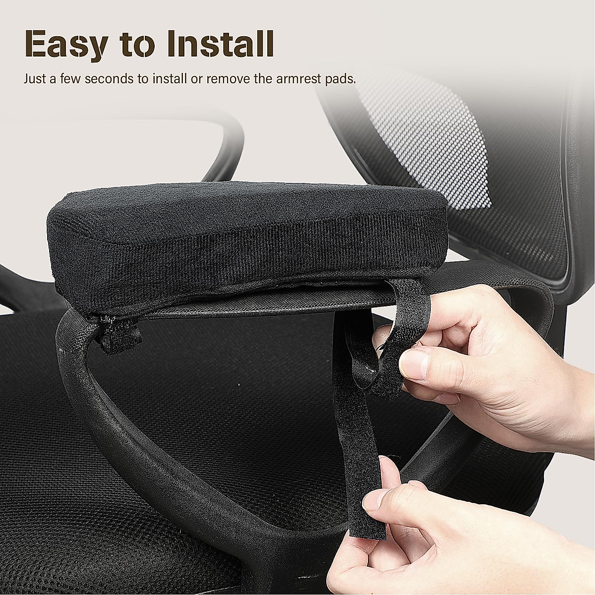 Epicover Memory Foam Chair Armrest Pads, 1 Pair Office Chair Arm Pads, Gaming Chair Arm Rest Pillows, Desk Chair Elbow Support Cushions for Offices, Study Rooms, Game Rooms