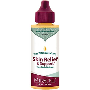 Miracell Skin Relief and Support, Apricot Kernel Oil, Coconut Oil, Sesame Oil Jojoba Oil, Avocado Oil, Camellia oil, Rosehip oil Vitamin E, Serum 2 oz