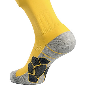 APTESOL Youth Soccer Socks Knee High Team Sport Cushion Sock Women Men Long Tube Cotton Athletic Compression Socks (3-Pair Yellow,X-Small)
