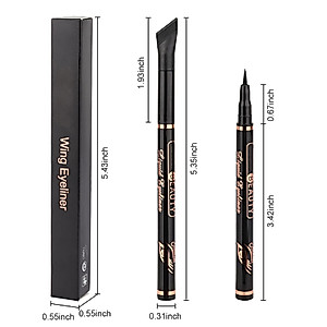 Erinde 2PCS Black Liquid Eyeliner with Eyeliner Stencils, Waterproof Eye Liners Pen, Long-Lasting eyeliner liquid liner, Quickly Dry, Smudgeproof, Longwearing with Ultra-Fine Tip (#01)