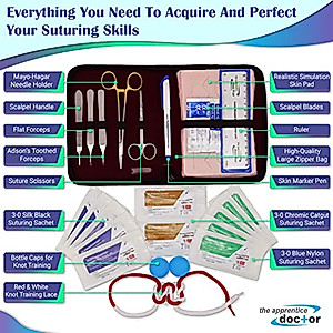 Suture Practice Kit for Medical Students +1 Year Access to The Future Doctors Academy's in-Depth Online Suturing Course. Course & Practice Kit Designed by an Experienced Surgeon - Kit de Sutura.