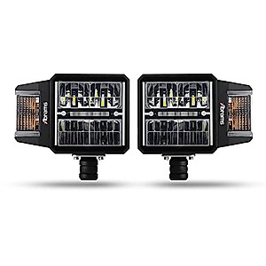Abrams Snow Plow Lights Anti Freeze/Anti Icing Function LED Combination Pedestal HeadLight Kit - Heated Lens Heavy-Duty ATV Snow Plow Truck Snowplow Road Side Safety Universal Snow Thrower Accessory