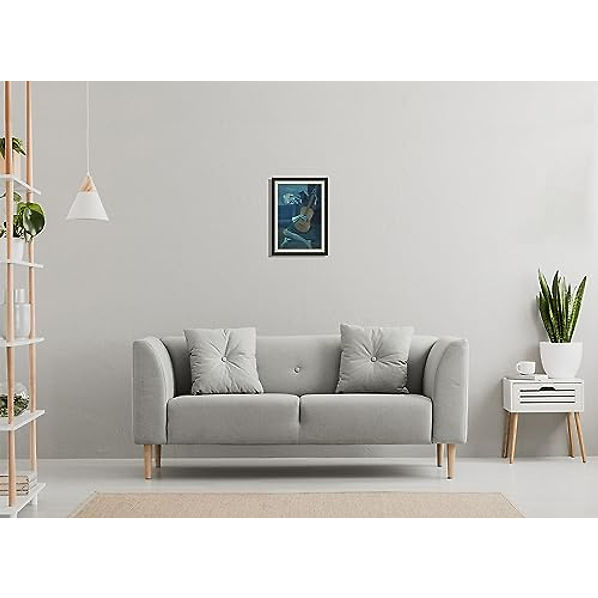 3D Print simulation hand painted texture on canvas painting Framed 3D Giclee Print Wall Art Textured. Pablo Picasso Famous classic The Old Guitarist. Home Decoration UNIQUE INNOVATION Patent pending