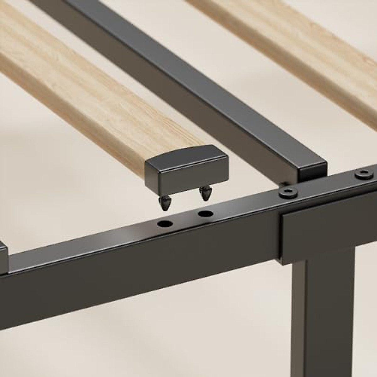 Gizoon Queen Bed Frames with 4 Storage Drawers on Wheels and Headboard Adjustable, Fits 6" to 12" Mattress, No Box Spring Needed (Light Grey)