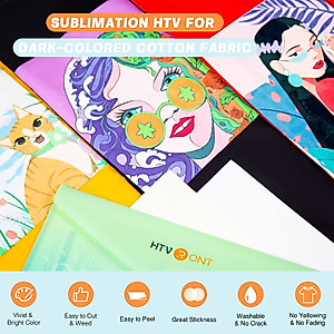 HTVRONT Sublimation HTV for Dark Fabric/Light Fabric - 10 Pack Matte Sublimation Vinyl - Sublimation Blanks for Sublimation Shirts/Pillow/Bag/Hat