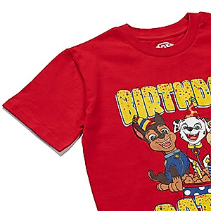 Paw Patrol Nickelodeon Chase Rubble Marshall Birthday Little Boys Graphic T-Shirt Red 6