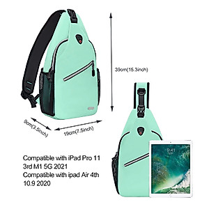 MOSISO Sling Backpack, Multipurpose Crossbody Shoulder Bag Travel Hiking Daypack, Mint Green, Medium