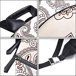 Bookbags for Boys Girls Travel Leather Backpack for Men Women, Paisley floral texture pattern