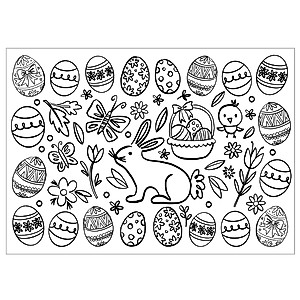Iconikal Color-Your-Own 2-Sided Reversible Disposable Paper Place Mats, 14 x 10-inches, Easter, 22-Count