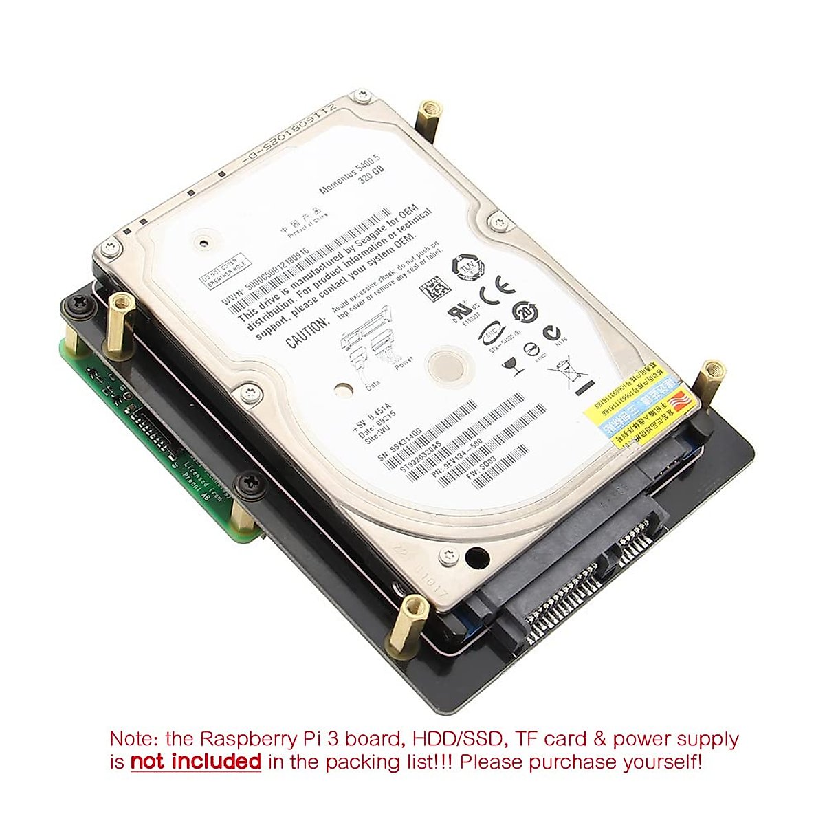 Geekworm X820 V3.0 2.5“ SATA HDD/SSD Storage Expansion Board, USB 3.0 Mobile Hard Disk Module for Raspberry Pi 3 B+/3B&2.5 Inch SATA HDD/SSD