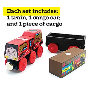 ZANY TRAINS Series 1 - Wooden Train Set with Cargo - Compatible with All Wooden Train Sets - Wooden Train Cars (T.N. Theresa)
