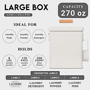 ZOES HOMEWARE 3-Set Laundry Room Organization and Storage | Modern Farmhouse Laundry Room Decor | Laundry Container for Organizing Laundry Pods, Laundry Powder, Dryer Sheets, Dryer Balls