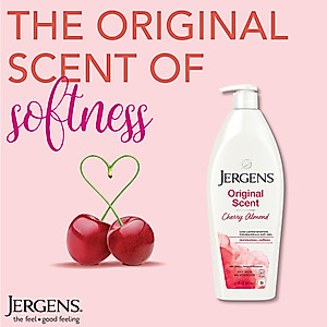 Jergens Original Scent Dry Skin Body Lotion, Hand and Body Moisturizer, Cherry Almond Essence, Dermatologist Tested, 21 Oz