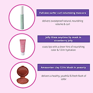 Tarte Fresh-faced and Festive Must-haves Set - Sea Surfer Curl, Jelly Glaze Lip Mask, Blush Paarty