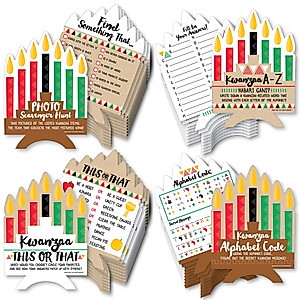 Big Dot of Happiness Happy Kwanzaa - 4 African Heritage Holiday Games - 10 Cards Each - Gamerific Bundle