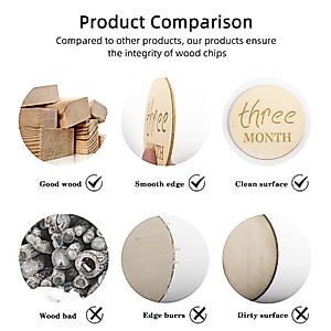 12 PCS Wooden Baby Monthly Milestone - Milestone Photo Cards, 1-12 Months Wood Milestone Disc Set, Birth Announcement Sign for First Year Picture Props, 4 inch Diameter