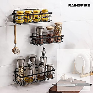 Rainspire Adhesive Shower Caddy, Large Capacity Self Adhesive Shower Shelves for Inside Shower, Shower Rack Shower Shelf for Inside Shower Stainless Steel Bathroom Shower Organizer, Large, Black