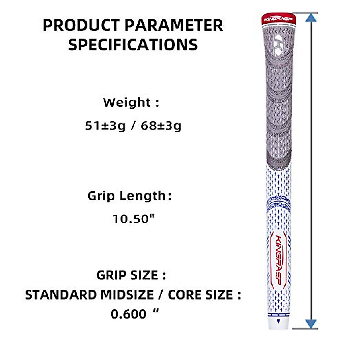 Wujiang|Hybrid Golf Grips 13 Pack |standard/medium size, All Weather Control and High Feedback Golf Club Grips ，6 colors to choose from PUNGENT (Red, Mid-Size)