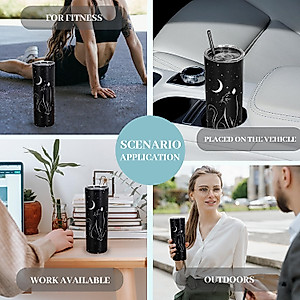 Black Cat 20 Oz Tumbler - Cat Gifts for Women, Goth Halloween Tumbler for Hot & Cold Drinks