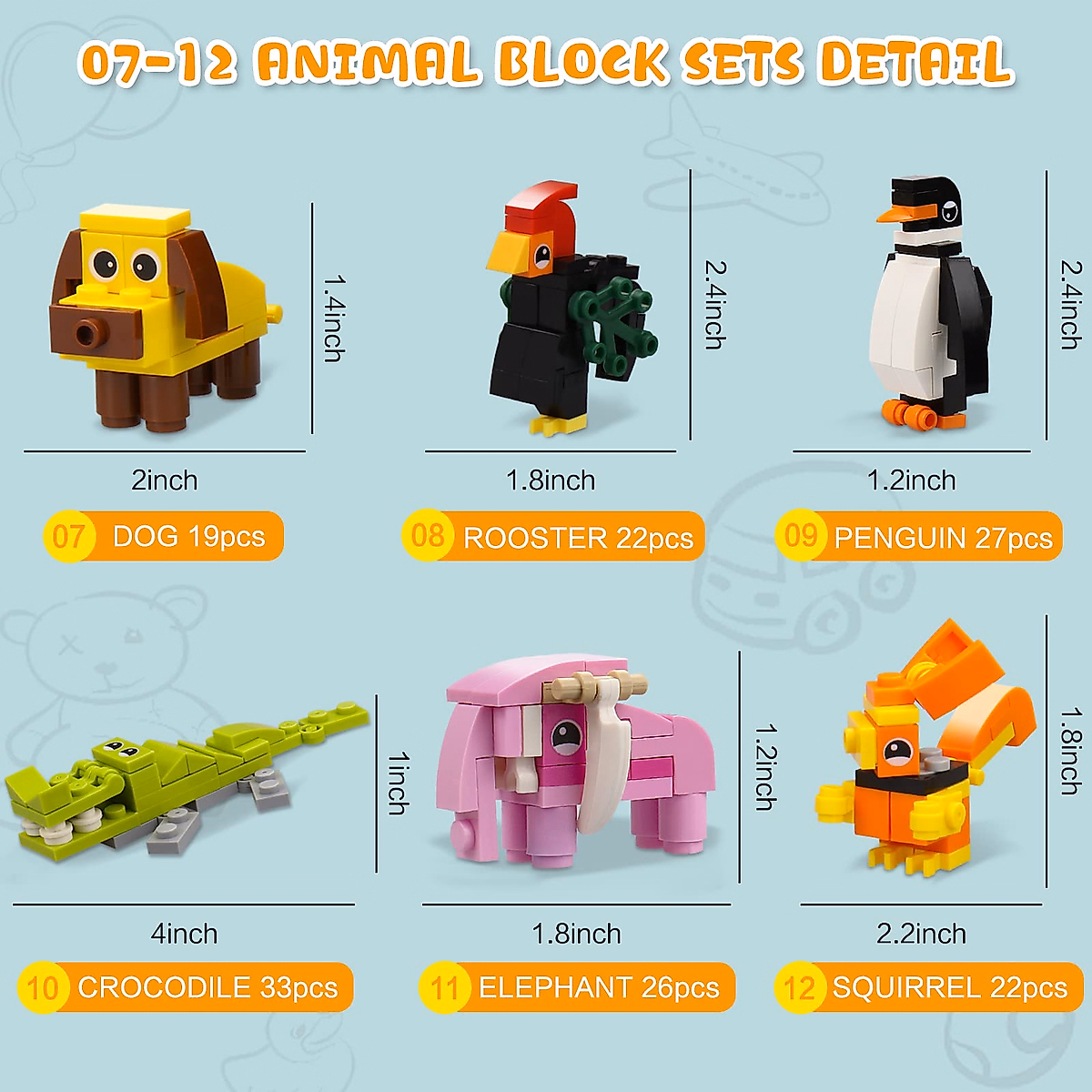 JOYPRO 12 Animals Building Blocks Valentines Gifts Exchange Party Favors for Kids