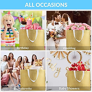 18pcs Gold Gift Bags with Tissue Paper, Shiny Gift Bags Large Size with Handles, Glossy Reusable Gift Bags for presents, Glitter Party Bag for Wedding Birthday Shower Christmas 12.7 x 4.7x11 inches