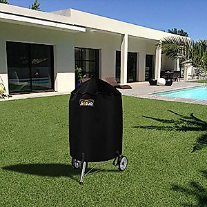 Jiesuo BBQ Grill Cover for Weber Charcoal Kettle: Heavy Duty Waterproof 22 Inch Weather Resistant Barbeque Grill Covers
