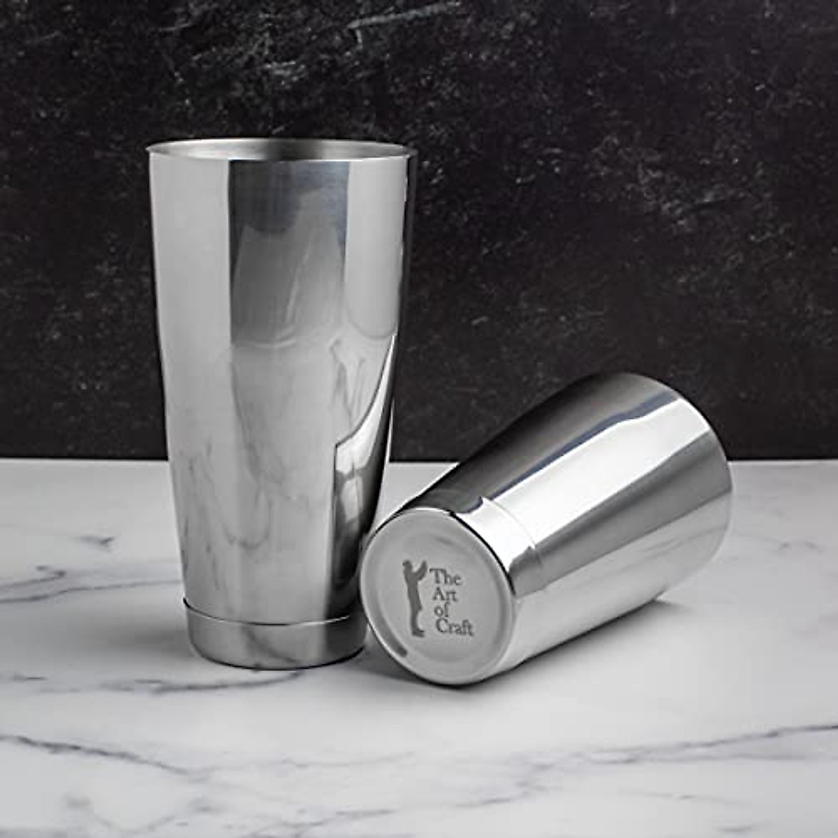 The Art of Craft Boston Shaker Set: 18oz and 28oz Weighted Stainless Steel Professional Bartender Cocktail Shaker Tins (6 pairs)