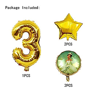 Princess Tiana 3rd Birthday Decorations Gold Number 3 Balloon 32 Inch | The Frog Tiana Balloons for Girl’s Birthday Baby Shower Princess Theme Party Decorations (3rd Birthday)